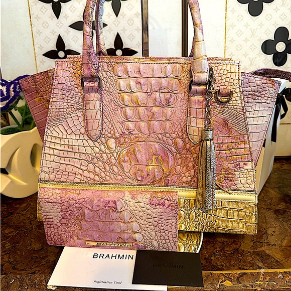 Brahmin | Bags | Brahmin Shoulder Bag And Matching Wallet With Coa ...